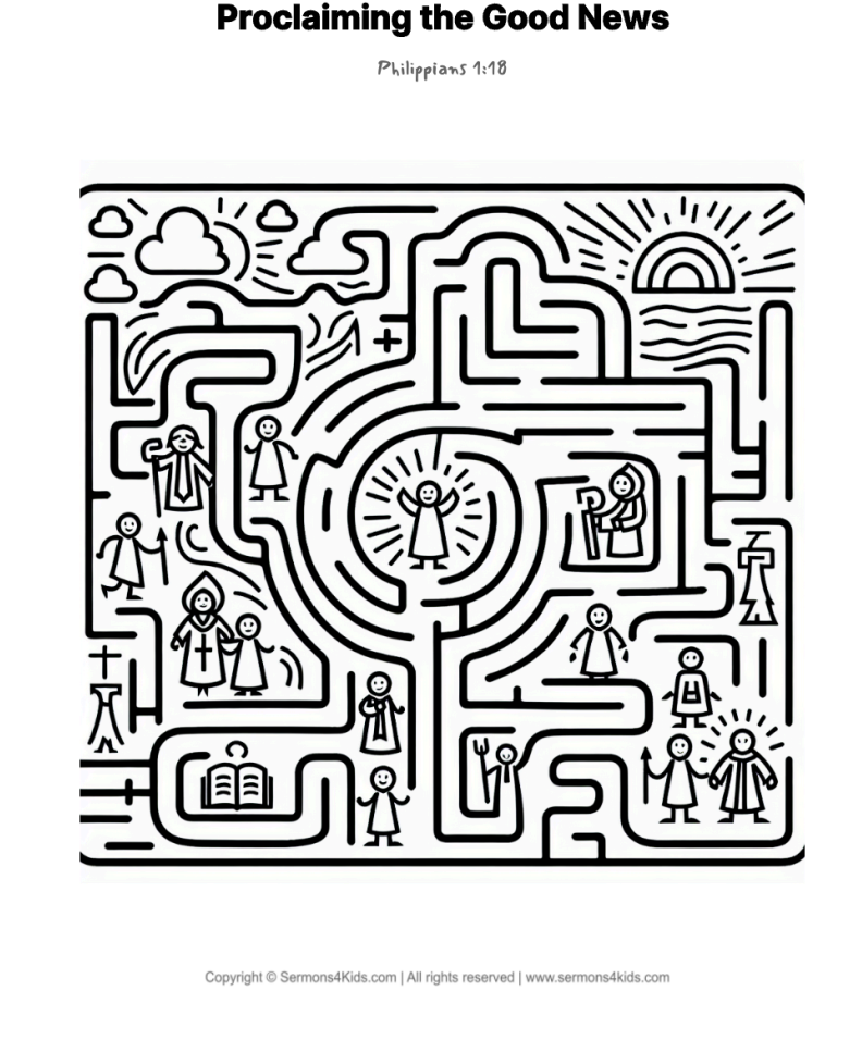 Proclaiming the Good News maze | Children's Sermons from Sermons4Kids....