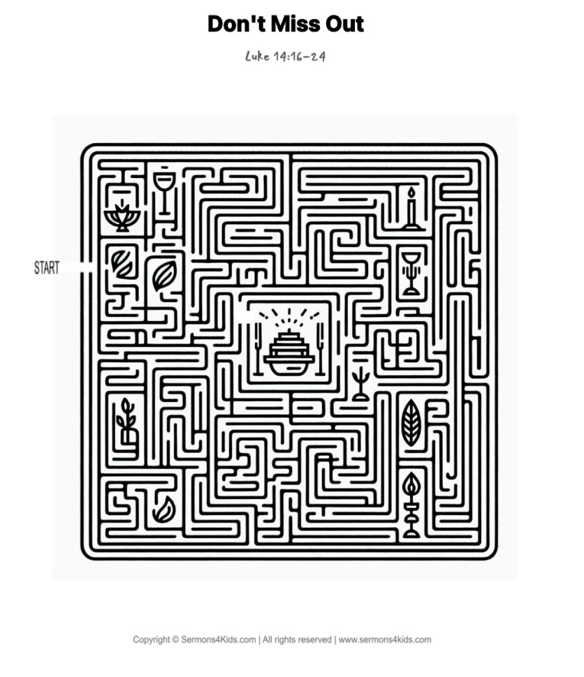 Don't Miss Out maze | Children's Sermons from Sermons4Kids.com | Sermo...
