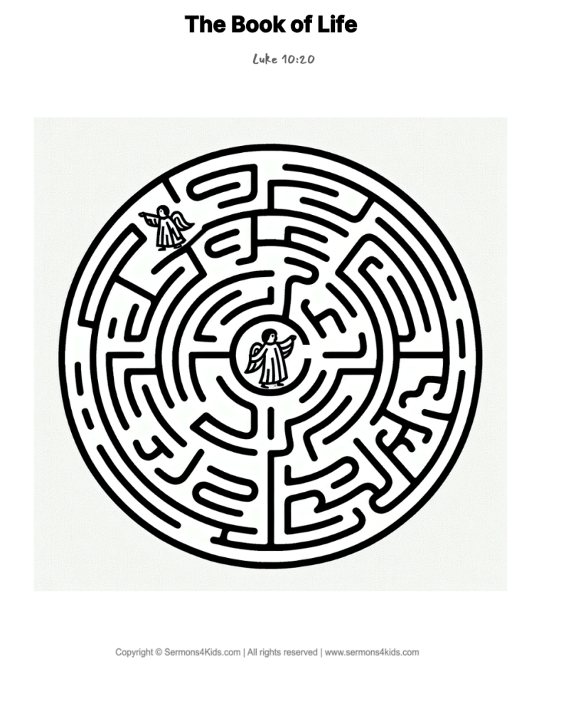 The Book of Life maze | Children's Sermons from Sermons4Kids.com | Ser...