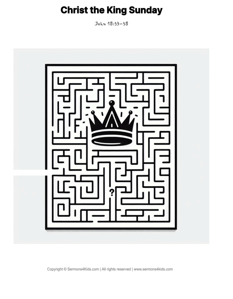 Christ the King Sunday maze | Children's Sermons from Sermons4Kids.com...