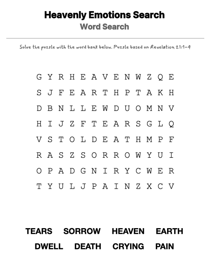 Heaven is Real word-search | Children's Sermons from Sermons4Kids.com...