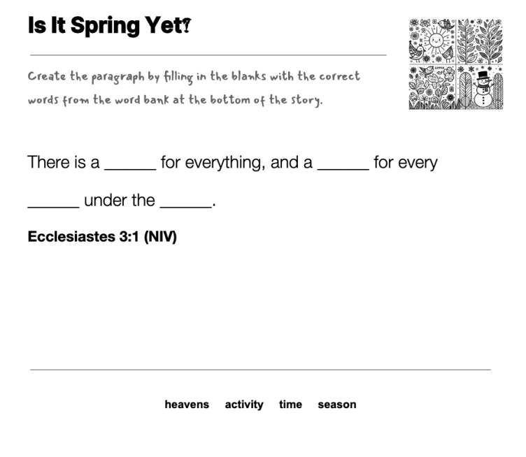 Is It Spring Yet? fill-in-the-blank | Children's Sermons from Sermons4...