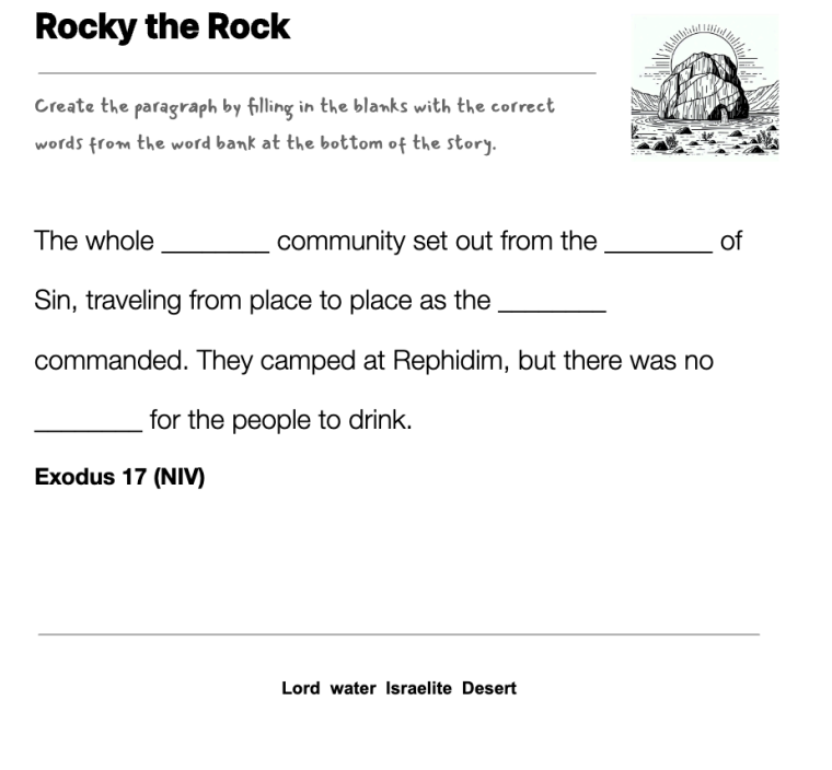 Rocky the Rock fill-in-the-blank | Children's Sermons from Sermons4Kid...