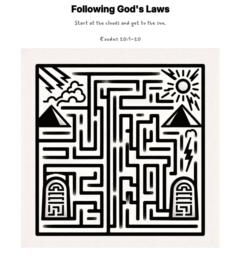 Following God's Laws maze | Children's Sermons from Sermons4Kids.com