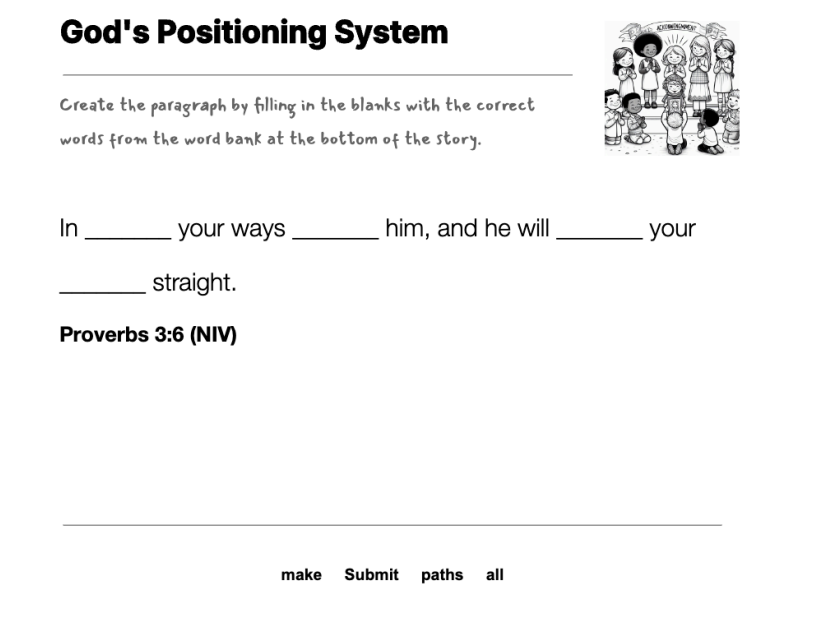 God's Positioning System fill-in-the-blank | Children's Sermons from S...