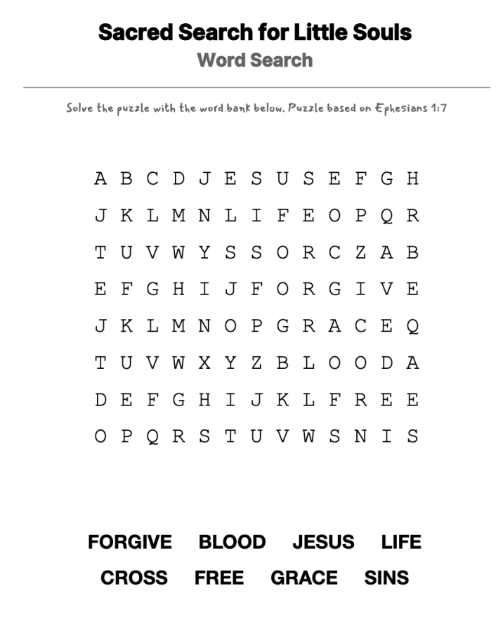 Big Words: Redemption word-search | Children's Sermons from Sermons4Ki...