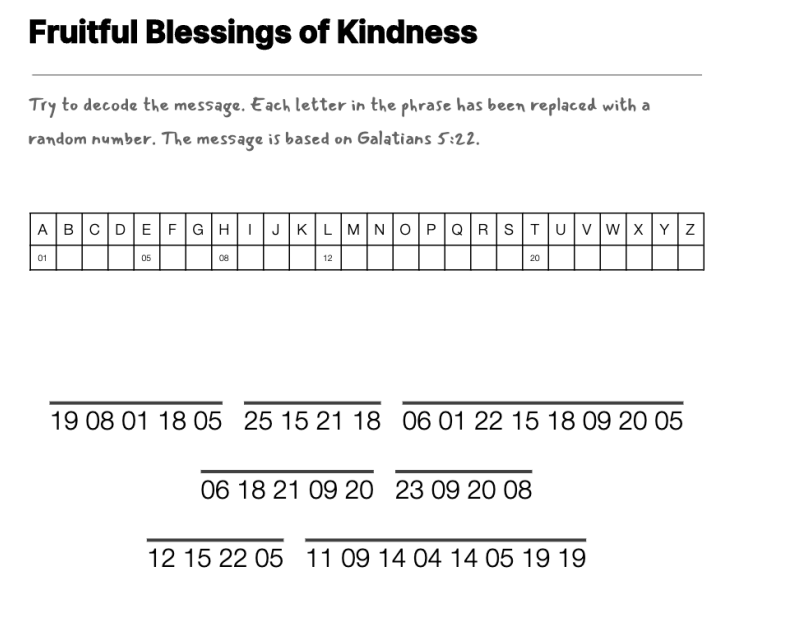 Super Bowl Sunday cryptogram | Children's Sermons from Sermons4Kids.co...