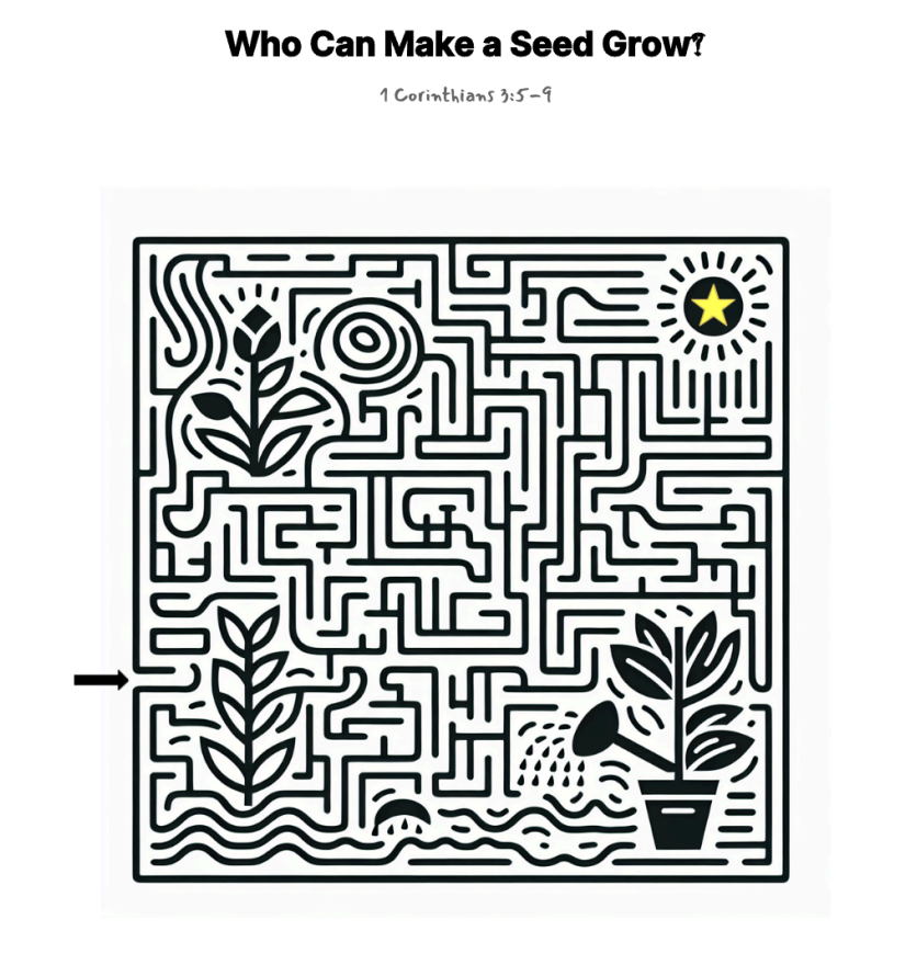 Who Can Make a Seed Grow? maze | Children's Sermons from Sermons4Kids....