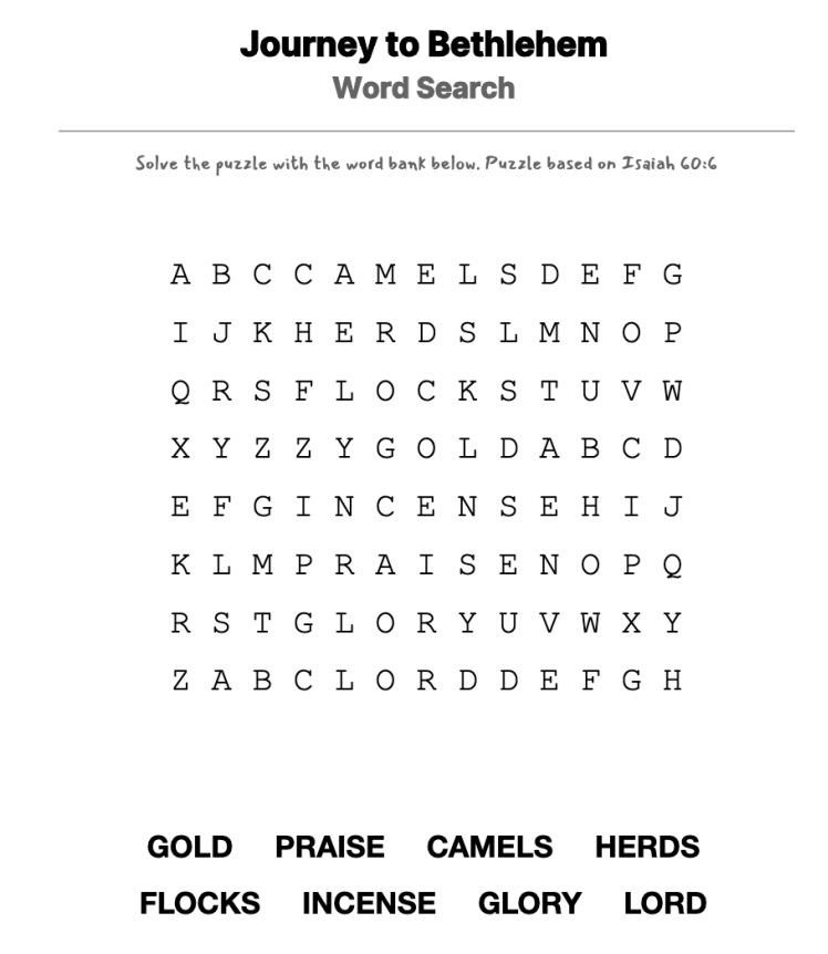 The Wise Gift word-search | Children's Sermons from Sermons4Kids.com