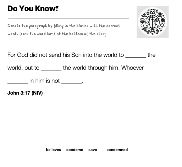 Do You Know? fill-in-the-blank | Children's Sermons from Sermons4Kids....