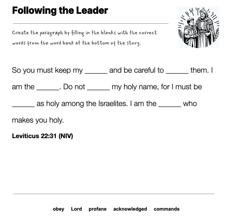 Following the Leader fill-in-the-blank | Children's Sermons from Sermo...