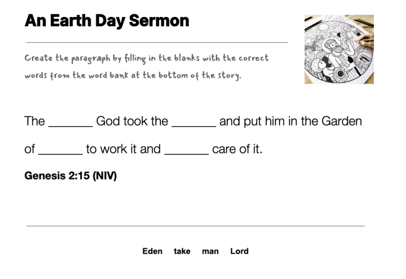 An Earth Day Sermon fill-in-the-blank | Children's Sermons from Sermon...