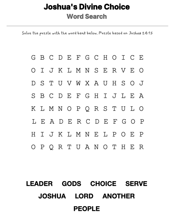 Life's Most Important Decision word-search | Children's Sermons from S...