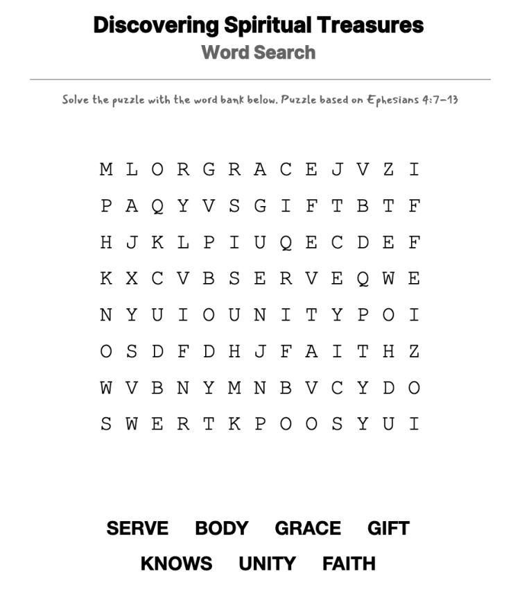 We Are Many Parts - One Body word-search | Children's Sermons from Ser...