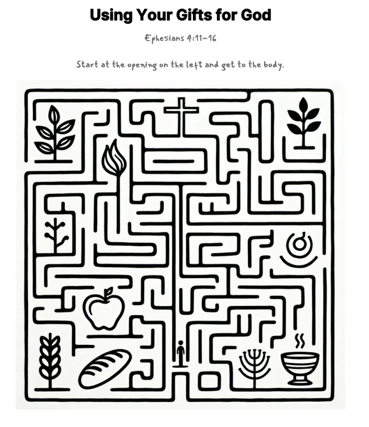 Using Your Gifts for God maze | Children's Sermons from Sermons4Kids.c...
