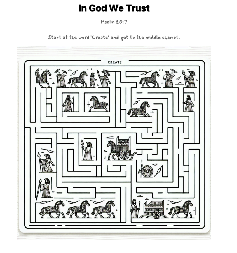 In God We Trust maze | Children's Sermons from Sermons4Kids.com | Serm...