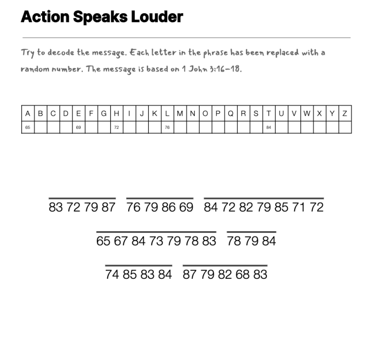 Love Is What Love Does cryptogram | Children's Sermons from Sermons4Ki...