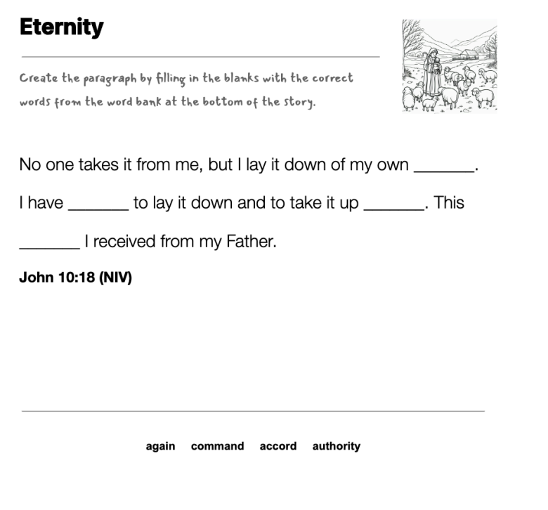 Eternity fill-in-the-blank | Children's Sermons from Sermons4Kids.com...