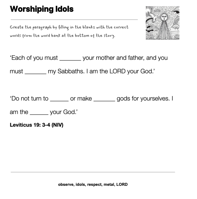 Worshiping Idols fill-in-the-blank | Children's Sermons from Sermons4K...