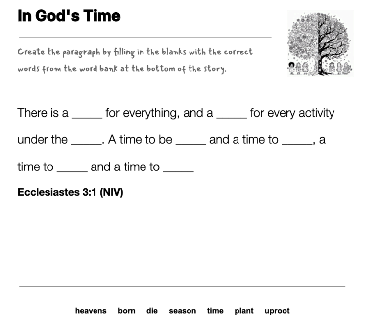 In God's Time fill-in-the-blank | Children's Sermons from Sermons4Kids...