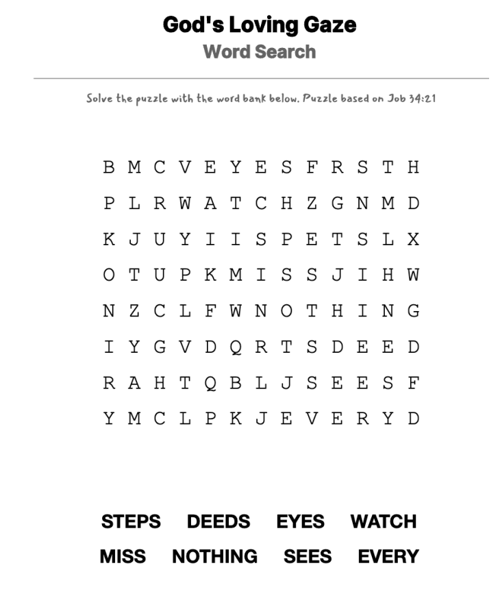 Job Trusts God word-search | Children's Sermons from Sermons4Kids.com...