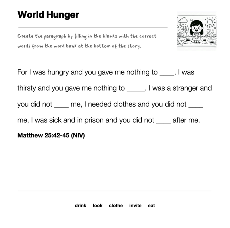 World Hunger fill-in-the-blank | Children's Sermons from Sermons4Kids....