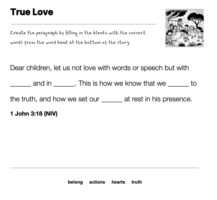 True Love fill-in-the-blank | Children's Sermons from Sermons4Kids.com...