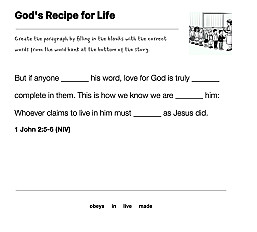 God's Recipe for Life cryptogram | Children's Sermons from Sermons4Kid...