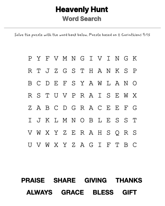 The Best Gift Is You word-search | Children's Sermons from Sermons4Kid...