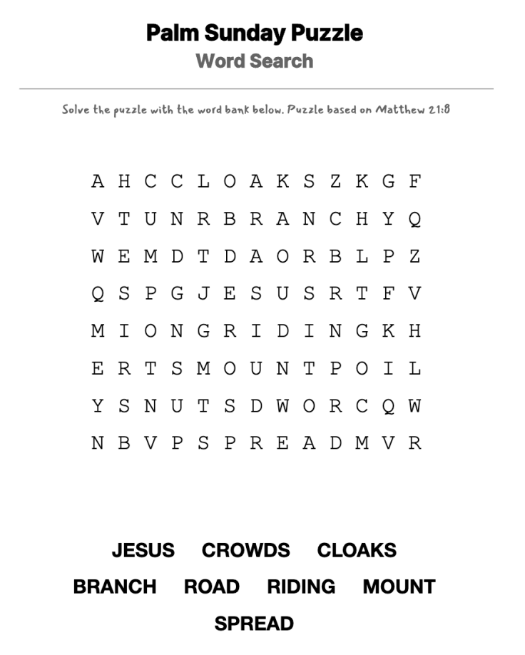Palm Sunday word-search | Children's Sermons from Sermons4Kids.com | S...